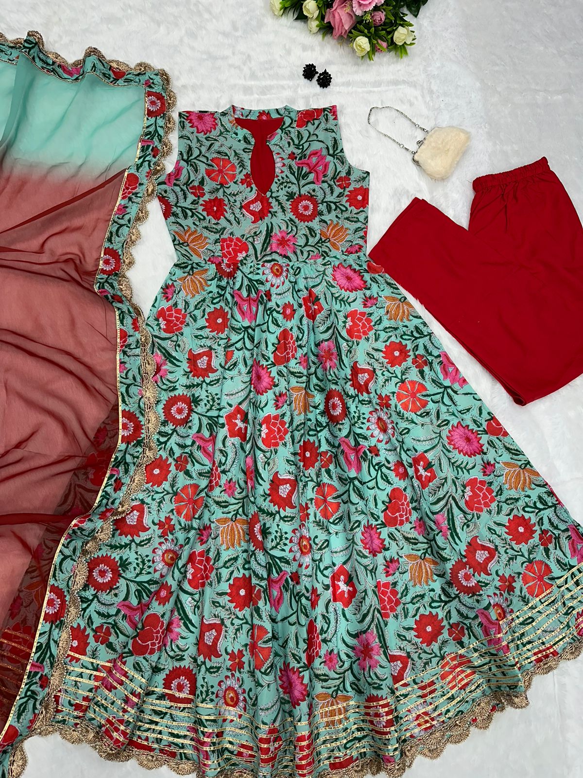 Cotten Anarkali Set– Label Manali