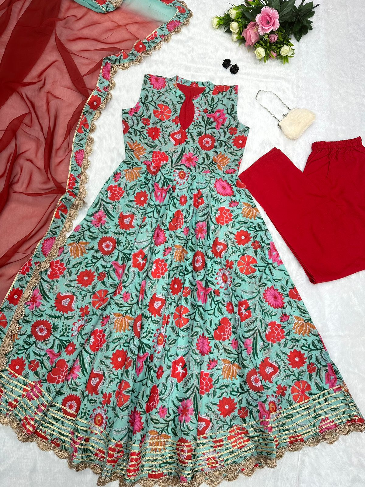 Cotten Anarkali Set– Label Manali