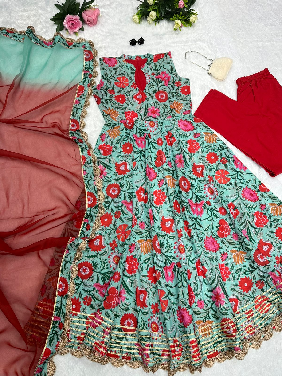 Cotten Anarkali Set– Label Manali